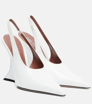 Paris Texas Nina 105 Patent Leather Slingback Pumps - White