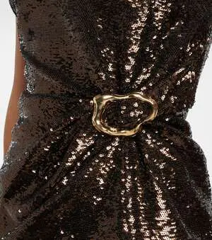 Roland Mouret Gathered Sequined Strapless Gown