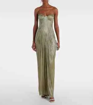 MARIA LUCIA HOHAN Jasleen Strapless Silk Tulle Gown - Green