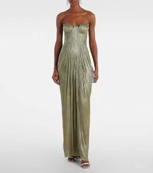 MARIA LUCIA HOHAN Jasleen Strapless Silk Tulle Gown - Green