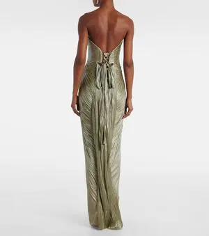 MARIA LUCIA HOHAN Jasleen Strapless Silk Tulle Gown - Green
