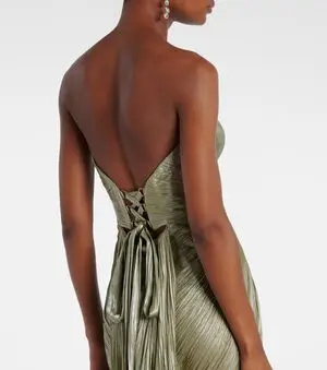 MARIA LUCIA HOHAN Jasleen Strapless Silk Tulle Gown - Green
