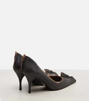 Prada Antiqued 85 Leather Pumps