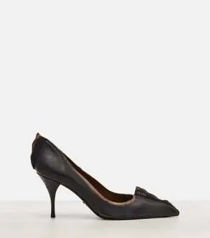 Prada Antiqued 85 Leather Pumps
