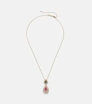 SUZANNE KALAN 18kt Yellow Pendant Necklace With Gemstones - Gold