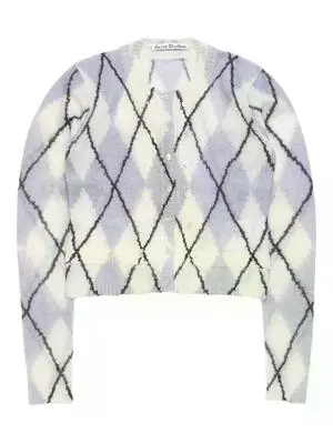 Acne Studios Diamond-pattern Mohair Cardigan - White