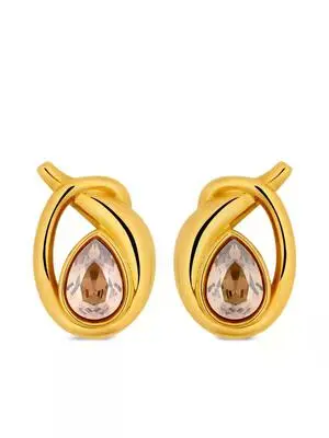Oscar De La Renta Teardrop Stone Earrings - Gold