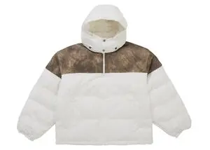 Supreme Leather Yoke Puffer Jacket - White