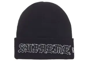 Supreme New Era Old English Beanie - Black | Editorialist