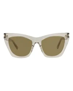 Saint Laurent Cat Eye Frame Recycled Acetate Sunglasses - Beige Beige Brown (sl214kate/30002632/032)