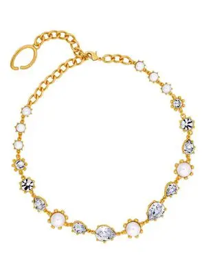 Oscar De La Renta Crystal-embellished Chain-link Necklace - Gold
