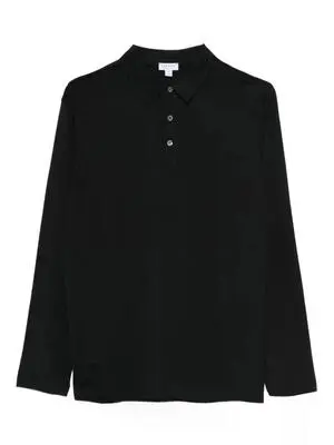 Sunspel Long-sleeve Polo Shirt - Black
