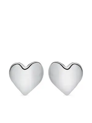 Oscar De La Renta Heart-shaped Stud Earrings - Silver