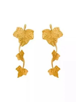 Oscar De La Renta Ivy Vine Leaf Drop Earrings - Gold