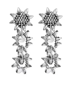 Oscar De La Renta Beaded Pompom Post-back Earrings - Silver