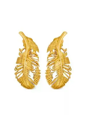Oscar De La Renta Feather Earrings - Gold