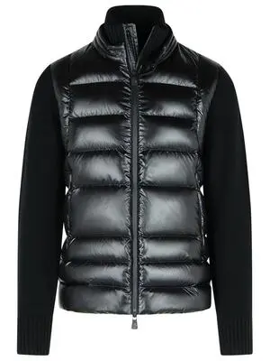 Moncler Virgin Wool Blend Padded Cardigan - Black