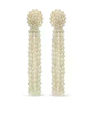 Oscar De La Renta Bead-embellished Clip-on Drop Earrings - Neutrals