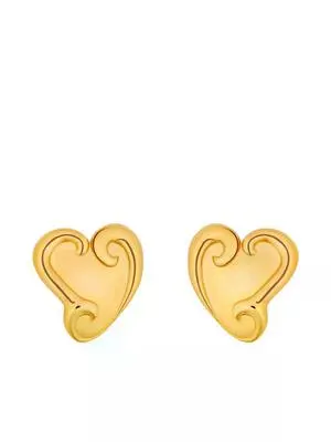 Oscar De La Renta Swirl Heart Stud Earrings - Gold