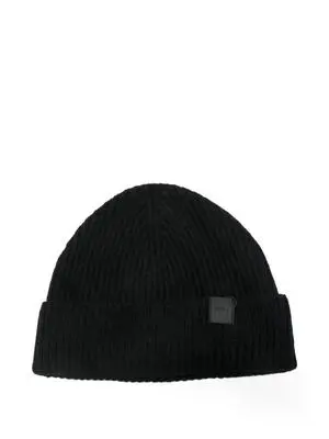JUUN.J Ribbed Logo-patch Beanie - Black
