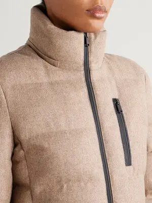Brunello Cucinelli Belted Padded Wool Hooded Jacket - Brown