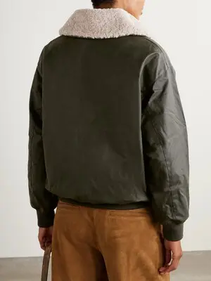Barbour Maxine Faux Shearling-trimmed Waxed-cotton Jacket - Green