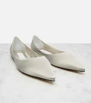 JIMMY CHOO Love Satin Ballet Flats - Silver