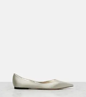JIMMY CHOO Love Satin Ballet Flats - Silver