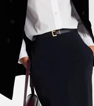 Saint Laurent Cassandre Leather Belt - Black