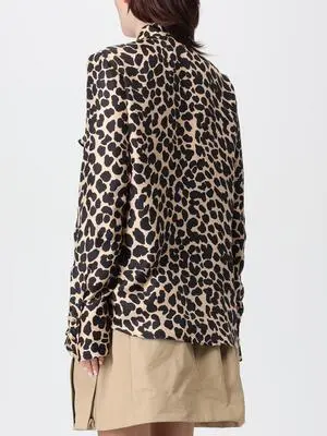 Balmain Leopard Print Ruffled Shirt - Beige