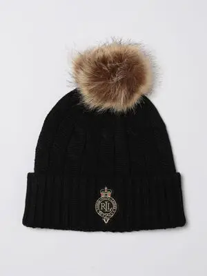 Ralph Lauren Beanie With Pom Pom - Black
