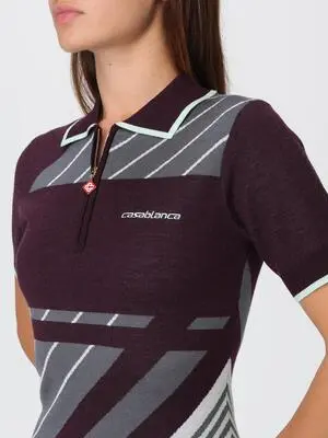Casablanca Striped Knit Shirt Dress