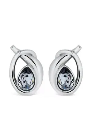 Oscar De La Renta Teardrop Stone Knot Earrings - Silver