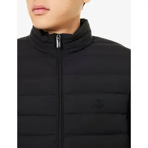 Emporio Armani Badge-embroidered Funnel-neck Shell-down Jacket