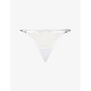 Bluebella Marisa Floral-lace Stretch-mesh Thong - White/sheer