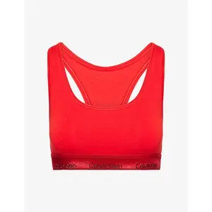 Calvin Klein Icon Branded Stretch-cotton Blend Bralette - Red