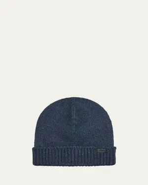 Brioni Cashmere Rib Knit Beanie - Blue