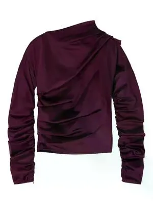 GANNI Ruched Satin Top - Red