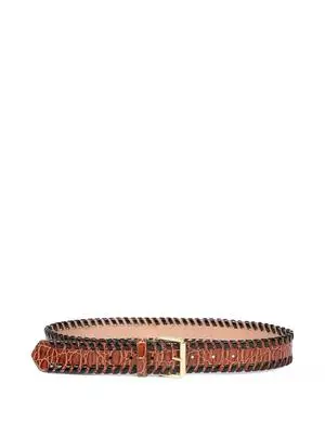 Dries Van Noten Crocodile-embossed Leather Belt - Brown
