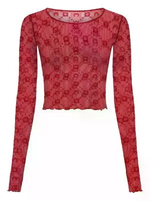 MARINE SERRE Moonogram Cropped Top - Red