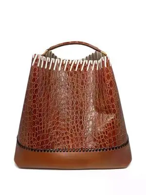 Dries Van Noten Embossed Leather Bucket Bag