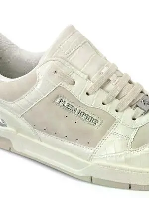 PLEIN SPORT Crocodile-effect Leather Sneakers