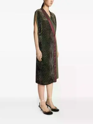 Dries Van Noten Patterned Velvet Wrap Dress