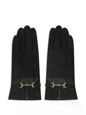 POTAMY Horsebit Leather Gloves - Black