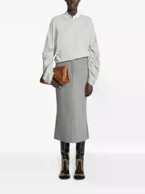 Dries Van Noten Pleated Tailored Midi Skirt