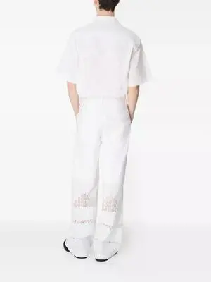 MARINE SERRE Lace-panel Straight-leg Trousers
