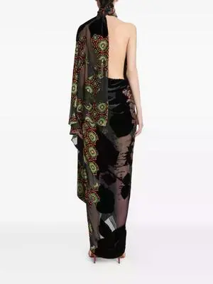 Dries Van Noten Patchwork Asymmetric Maxi Dress