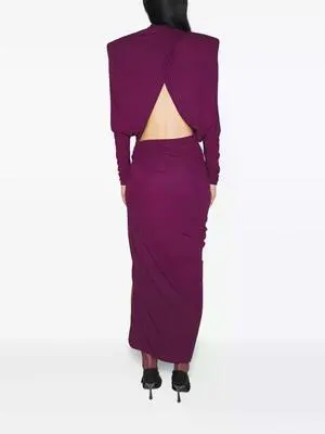 MUGLER Draped Padded-shoulder Maxi Dress