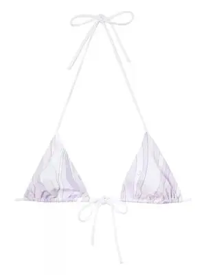 Emilio Pucci Marmo-print Triangle Bikini Top - White