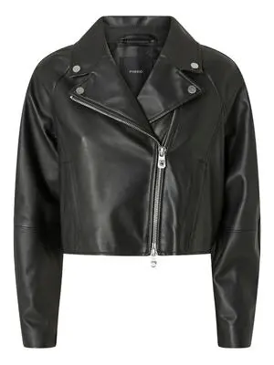 PINKO Cropped Leather Jacket